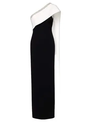 Roland Mouret Caped Embellished Satin Crêpe Gown - Black