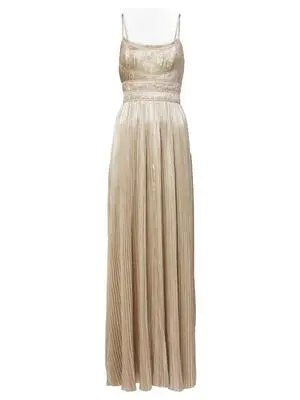 Ulla Johnson Reine Plissé Satin Gown - Gold
