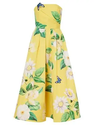 LEO LIN Lynn Floral Cotton Bustier Dress - Yellow