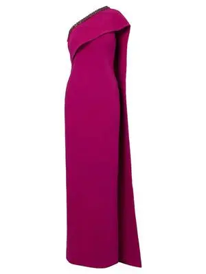 Roland Mouret Caped Embellished Gown - Pink