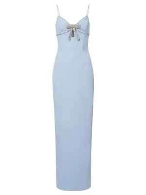 Rebecca Vallance Bow-Detail Embellished Crêpe Gown Blue