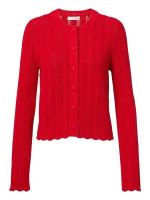 Altuzarra Mariette Scalloped Pointelle Cotton Cardigan - Red