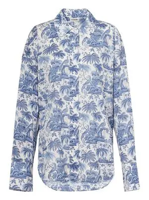 Staud Printed Cotton Voile Shirt - Blue