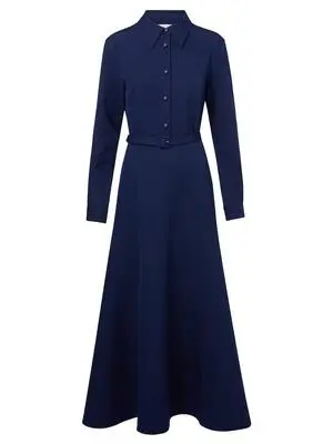 ROLAND MOURET Belted Crêpe Shirt Dress