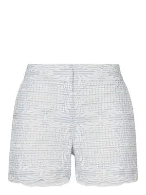 Veronica Beard Allen High-rise Cotton Shorts - Blue