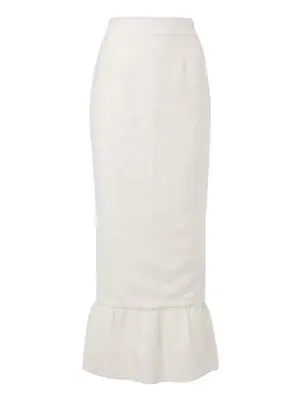 Posse Matilda Tiered Linen Pencil Skirt White