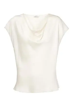 Vince Draped Silk Satin Top - White