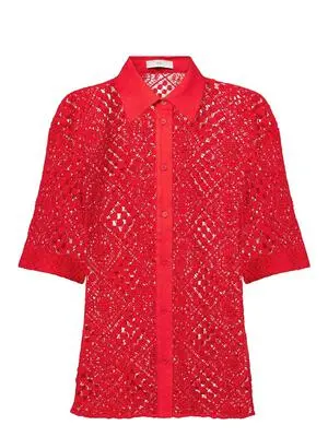 Sir The Label Rayure Cotton-blend Crochet Shirt - Red