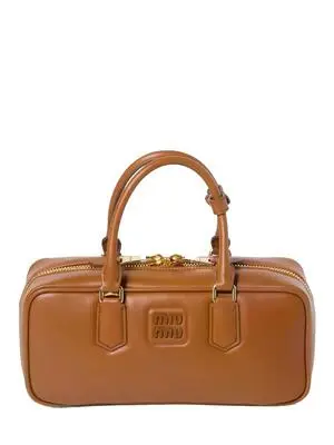 Miu Miu Arcadie Leather Tote Bag - Brown