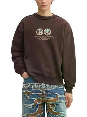 BLUEMARBLE Peace-globe Print Sweatshirt - Brown