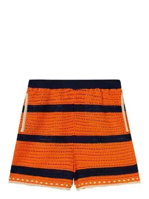 La DoubleJ Striped Crochet Shorts - Orange