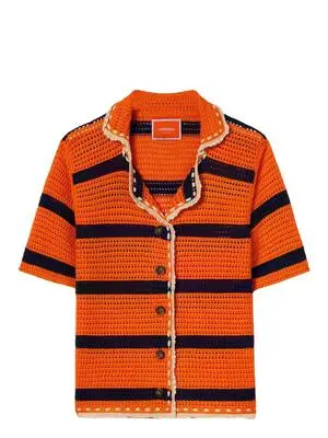 La DoubleJ Cerere Striped Crochet Shirt - Orange