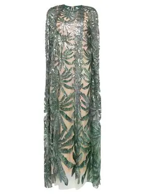 Elie Saab Embroidered Tulle Kaftan - Green