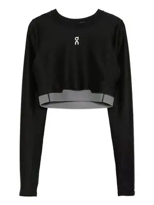 On Long-sleeved Crop Top - Black