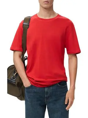Mango Regular Fit Weight Cotton T-shirt - Red