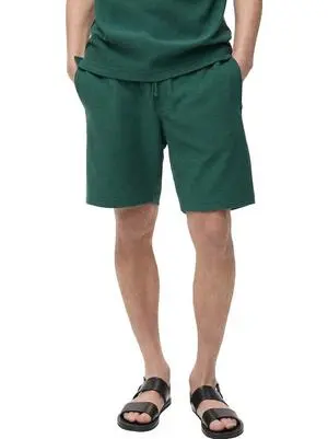 Mango Textured Cotton Bermuda Shorts - Green