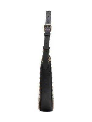 Valentino Garavani Mini Rockstud Leather Hobo Bag Nero