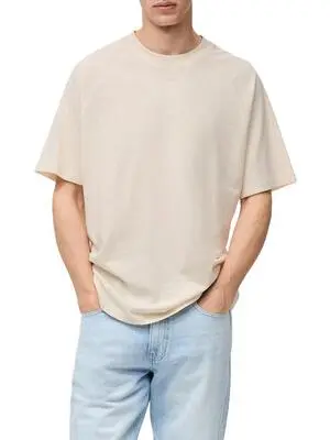 Mango Oversize Cotton & Linen Crewneck T-shirt - Sand
