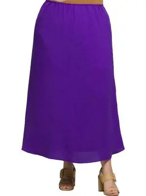24SEVEN COMFORT APPAREL Solid Pull-on Maxi Skirt - Purple