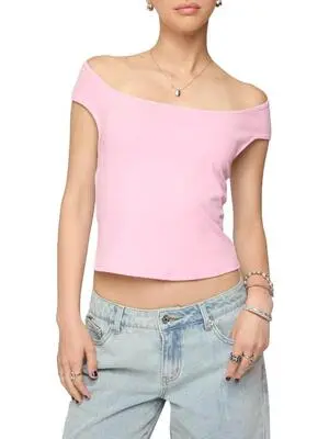 EDIKTED Cutout Off-the-shoulder Top - Light-pink