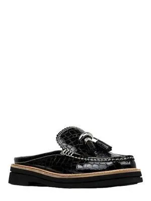 DONALD PLINER Tassel Embellished Mule Loafer Black
