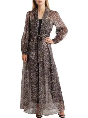 Julia Jordan Long Sleeve Print Jumpsuit With Overlay - Leopard