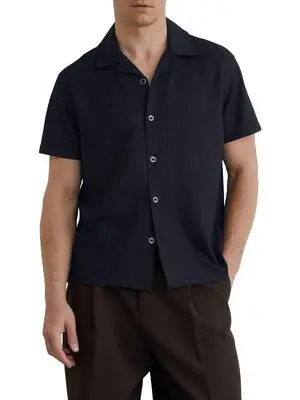 REISS Warwick Texture Camp Shirt - Navy