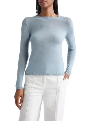 Eleventy Fine Gauge Cashmere Crewneck Sweater Aqua