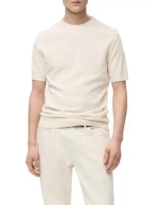 Mango Short Sleeve Crewneck Sweater - Ivory White