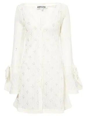 AMY LYNN Gianna Sequin Knitted Mini Dress - Cream