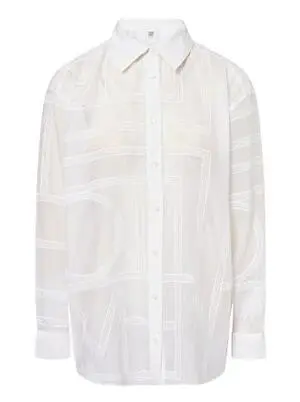 TOTEME Monogram-crochet Cotton And Silk Shirt - White