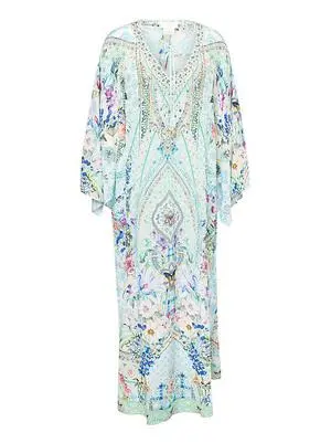 Camilla V-neck Printed Silk Kaftan - Sunrise In Sintra