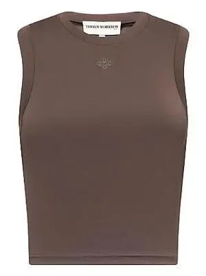 THE COUTURE CLUB Sculpting Emblem Racer Tank Top - Chocolate