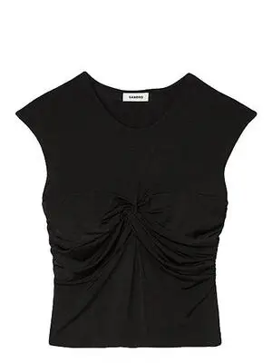 Sandro Draped Round-neck Short-sleeve T-shirt - Black