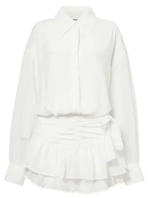AMY LYNN Woven Mini Skort Dress With Ruffle Detail - White