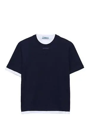 Prada Oversized Round-neck Cotton-jersey T-shirt - Blue