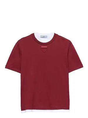 Prada Oversized Round-neck Cotton-jersey T-shirt - Burgundy