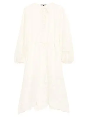 Kobi Halperin Yelle Pintuck Lace-inset Linen Midi Dress - Ivory