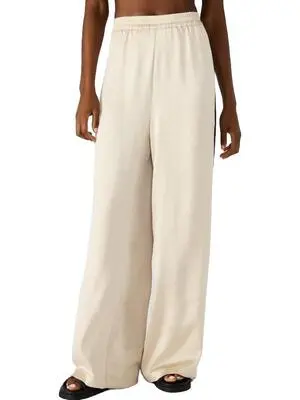 Steve Madden Side Stripe Wide Leg Pants - Oatmeal