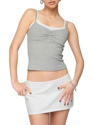 EDIKTED Lilian Layered Stripe Camisole - Gray-melange