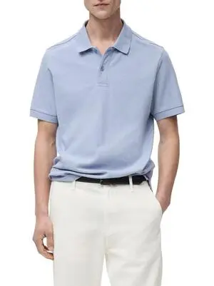 Mango Regular Fit Cotton Pique Knit Polo - Aqua Green