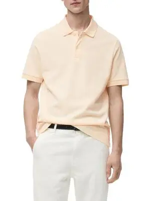 Mango Regular Fit Cotton Pique Knit Polo - Vanilla