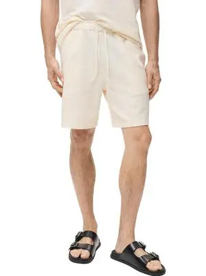Mango Drawstring Seersucker Shorts - Ecru