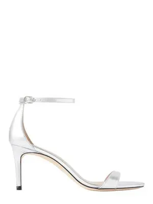 STUART WEITZMAN Nudist Ii Metallic Leather Sandals - Silver