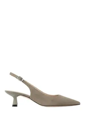 STUART WEITZMAN Sculpt Leather-trimmed Suede Slingback Pumps - Brown