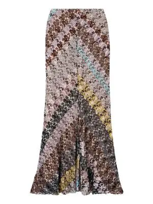 Missoni Striped Metallic Crocheted Lace Maxi Skirt - Multi