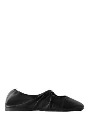 Loewe Pebble-embellished Leather Ballet Flats - Black