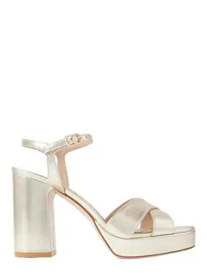 STUART WEITZMAN Dayna Metallic Leather Platform Sandals - Gold