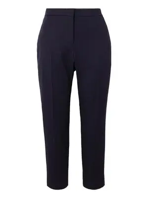 Alexander McQueen Grain De Poudre Wool Tapered Cropped Trousers - Blue
