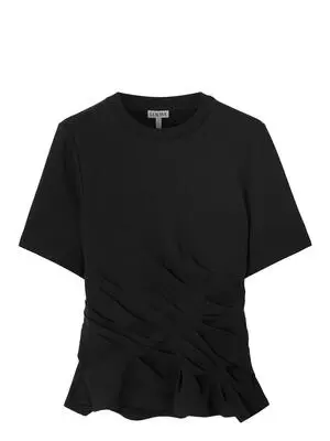 Loewe Draped Cotton-blend Jersey T-shirt - Black